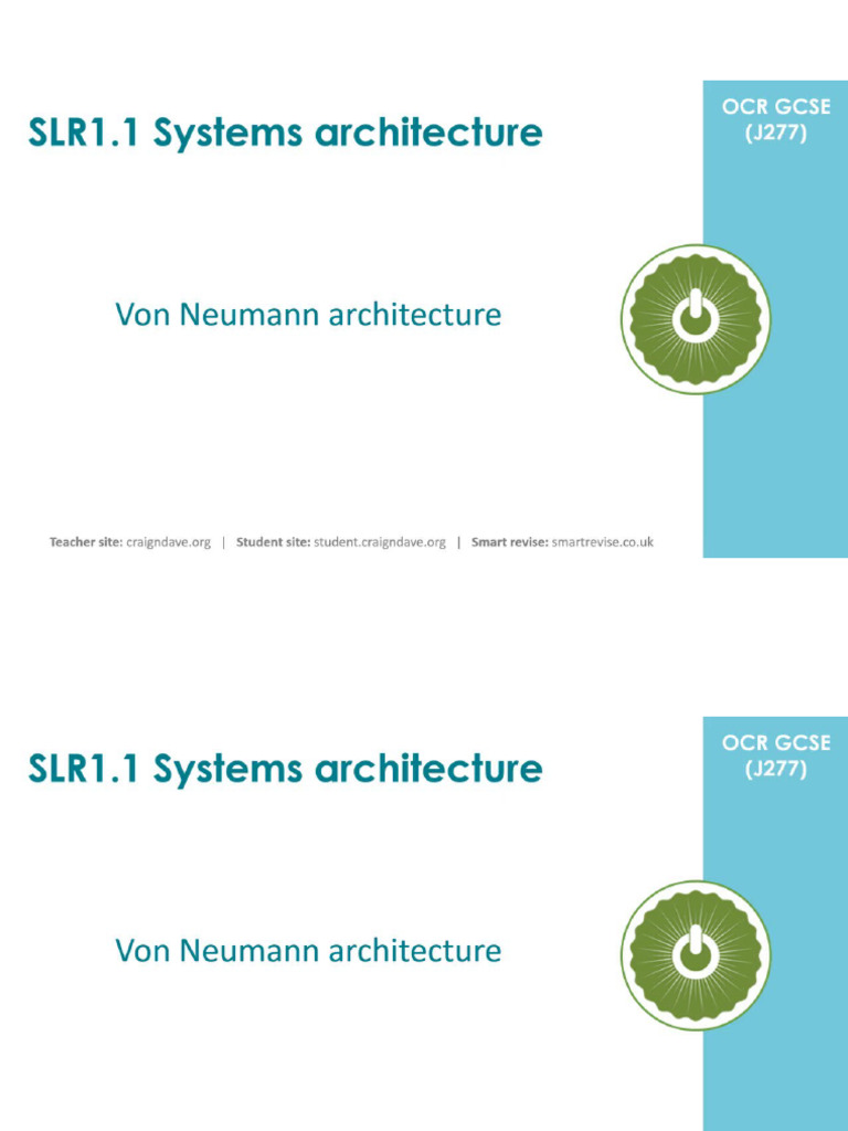 OCR GCSE (J277) 1.1 Von Neumann Architecture - 000 | PDF