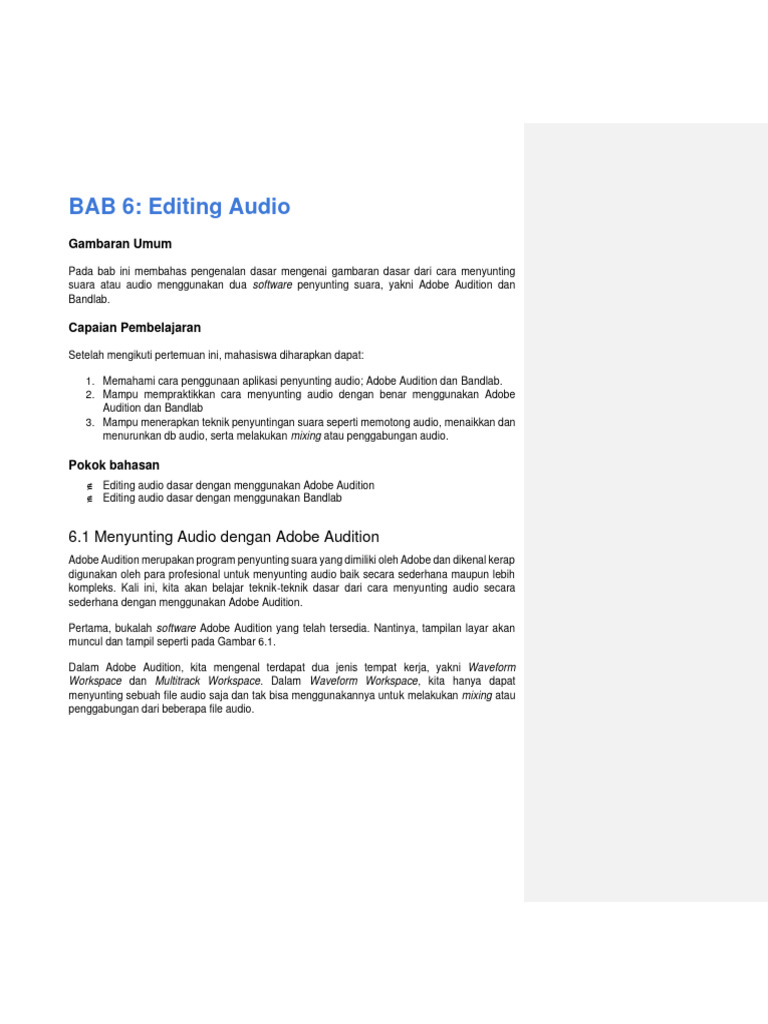 Modul Praktikum Audio Storytelling 2023 BAB 6 Editing | PDF