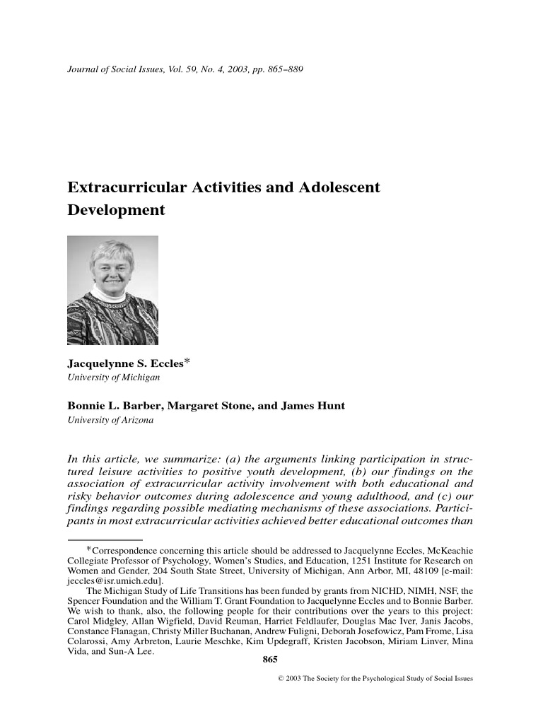 Extracurricular Activities | PDF | Adolescence | Behavioural Sciences