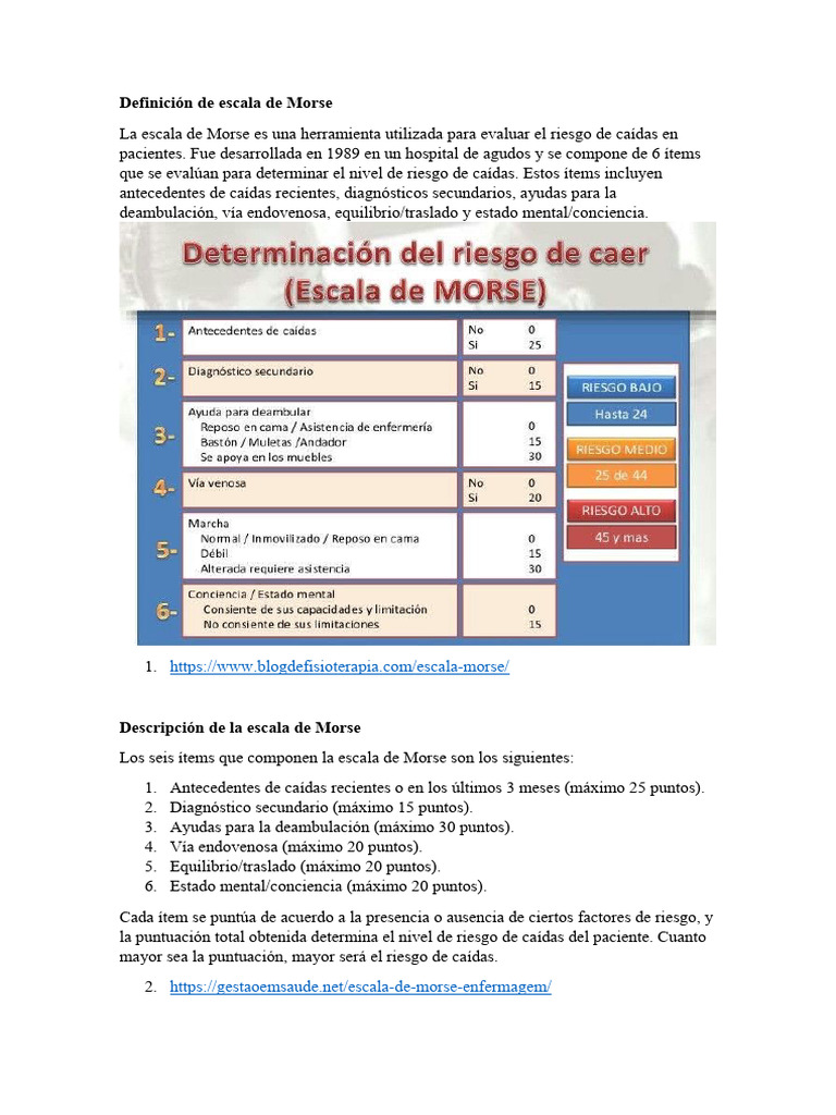 Escala de Morse | Descargar gratis PDF | Ciencias de la Salud ...