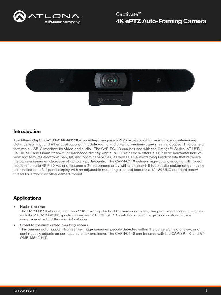 Datasheet AT-CAP-FC110 | PDF | Camera | Video