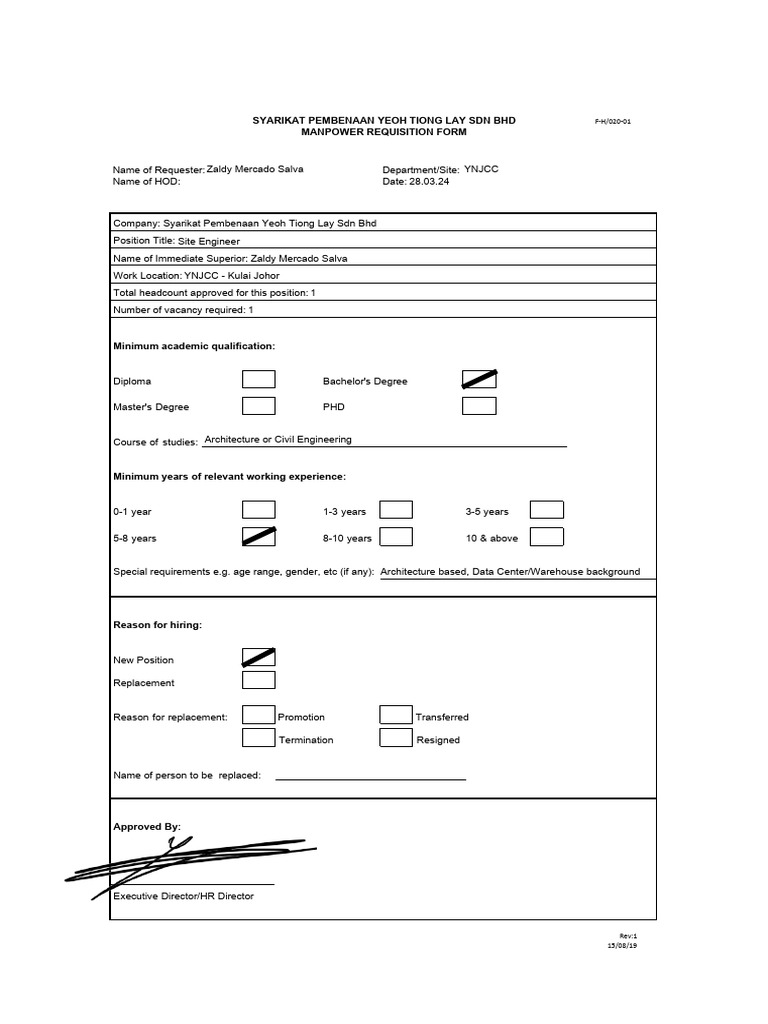 Manpower Requisition - SE | PDF