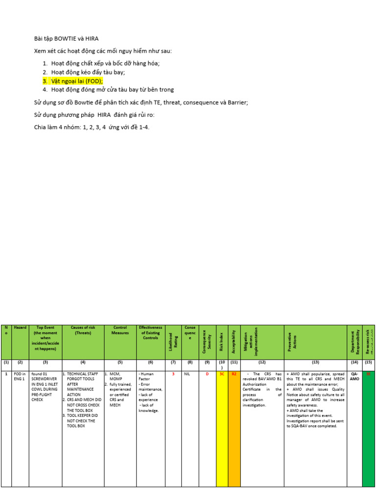 Bài tập BOWTIE và HIRA gr3 | PDF