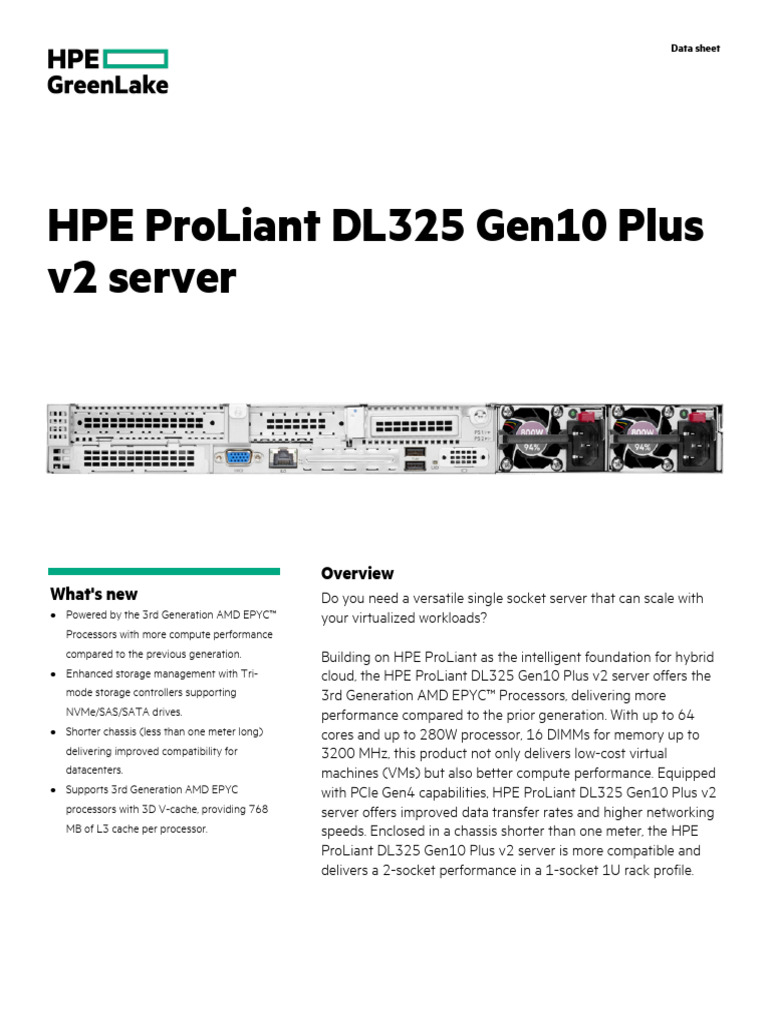 HPE ProLiant DL325 Gen10 Plus v2 Server-PSN1013291330USEN | PDF ...
