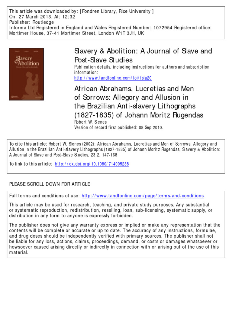 Brazilian Anti-Slavery Lithographs Analysis | PDF | Race (Human Categorization) | Black People
