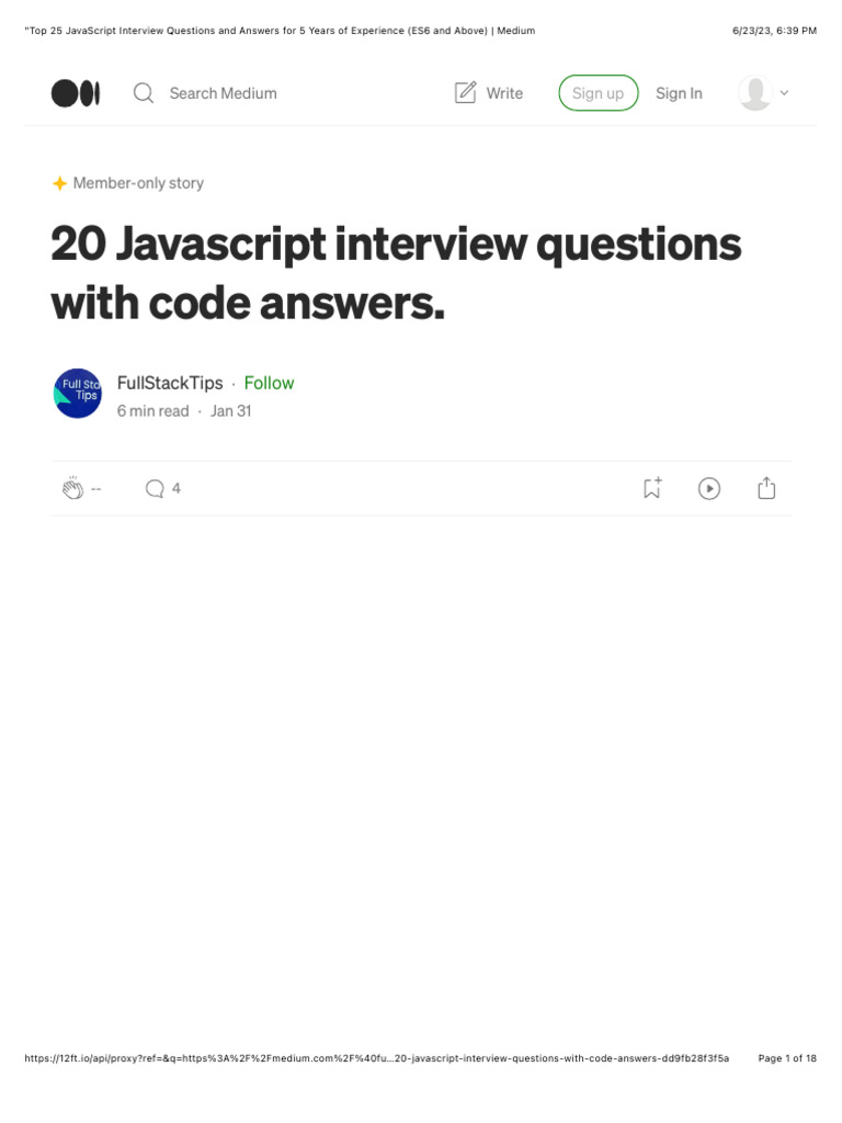 "Top 25 JavaScript Interview Questions and Answers For 5 Years of Experience (ES6 and Above ...