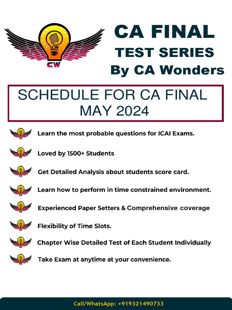 CA Final May 2024 Schedule | PDF | Financial Statement | Audit
