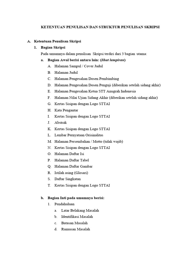 Panduan Kerangka Skripsi 2024 | PDF