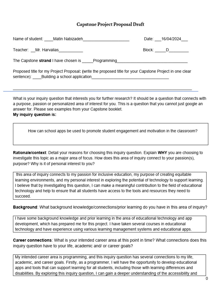 Edited - Capstone Project Proposal Draft Stud | PDF | Usability | Mentorship