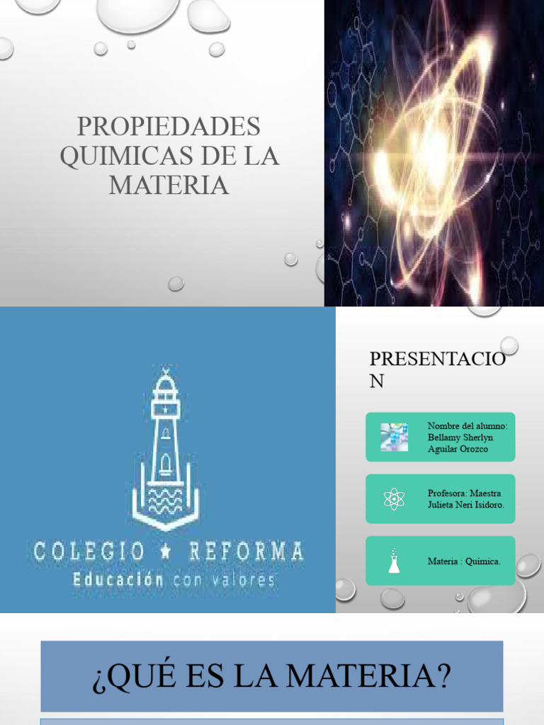 Propiedades Quimicas de La Materia. Bellamy Sherlyn Aguilar Orozco 1-h ...