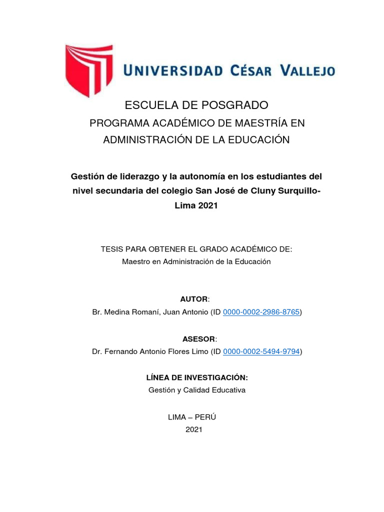 TESIS FINAL | PDF | Liderazgo | Aprendizaje