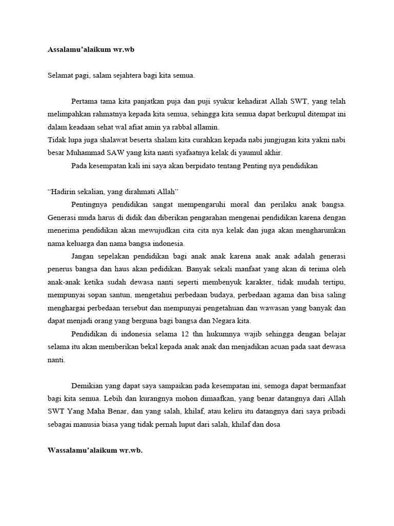 Teks Dakwah Tentang Pendidikan | PDF