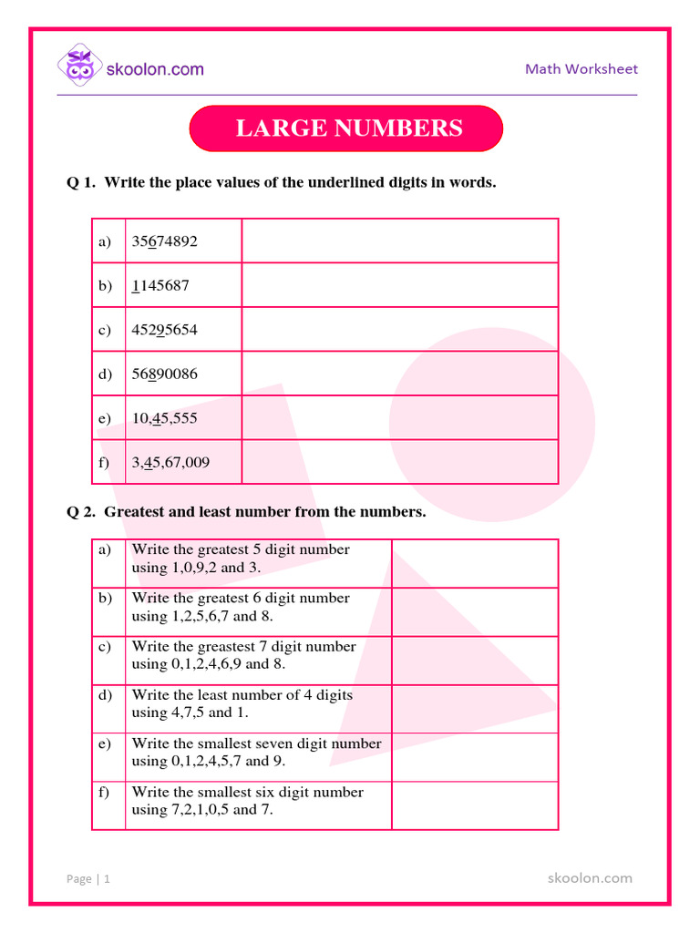 G4 Maths Large Numbers 312 | PDF | Teaching Methods & Materials | Computers