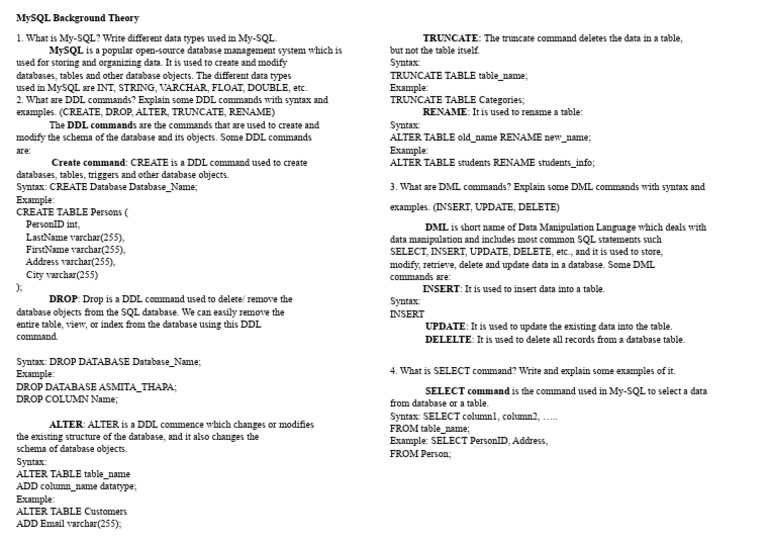 MySQL Background Theory 12 | PDF | Information Technology Management | Computer Data