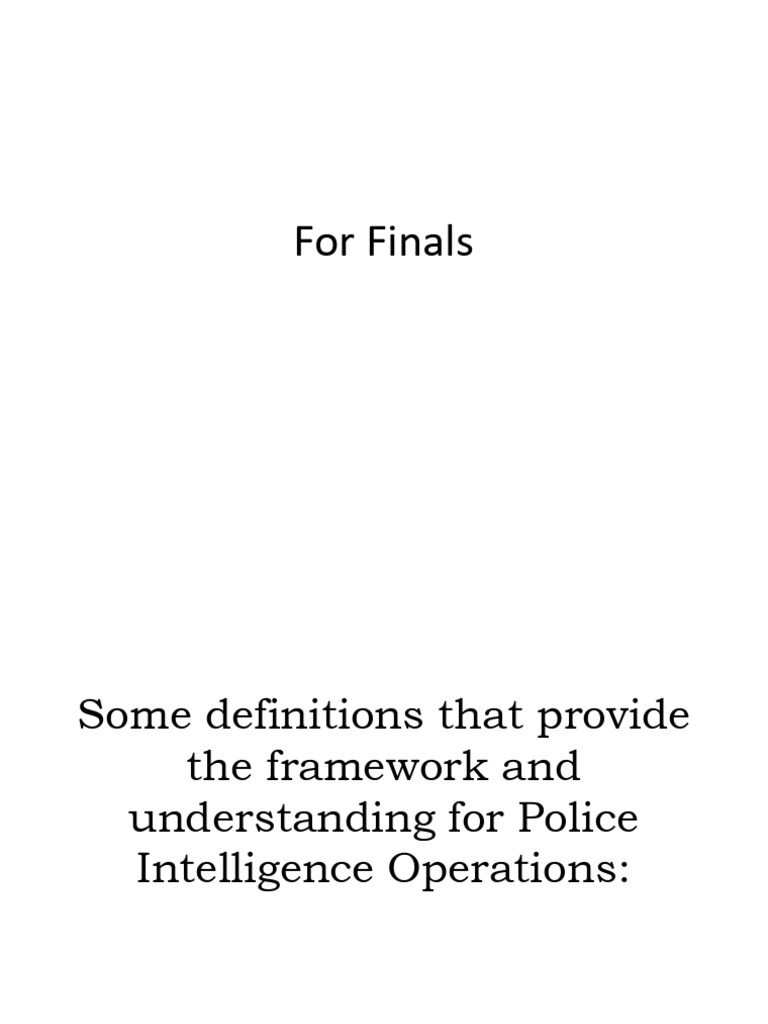 Definitions of terms in Police Intelligence Operations | PDF | Military ...