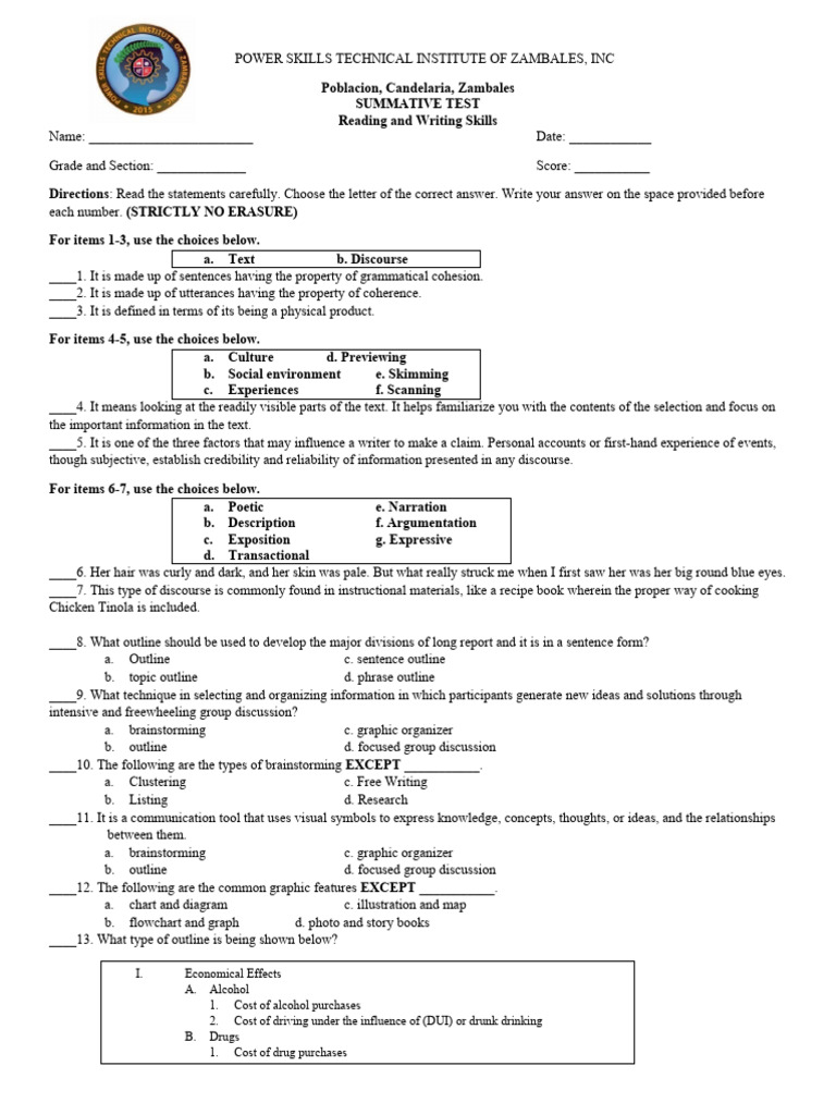 RWS Q3 Summative | PDF | Brainstorming | Driving Under The Influence