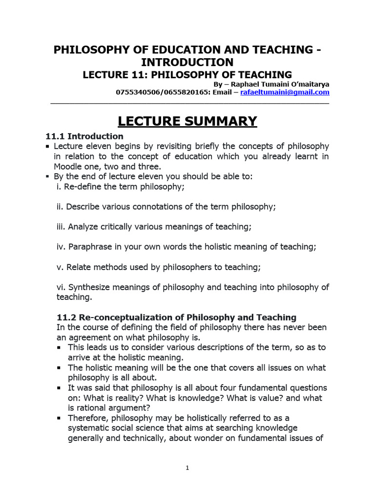 Philosophy of Education Overview | PDF | Learning | Philosophy Of Education