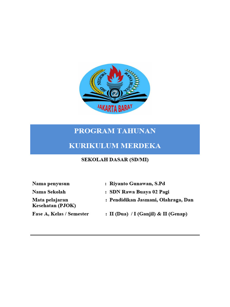 Program Tahunan PJOK SD Kurikulum Merdeka | PDF