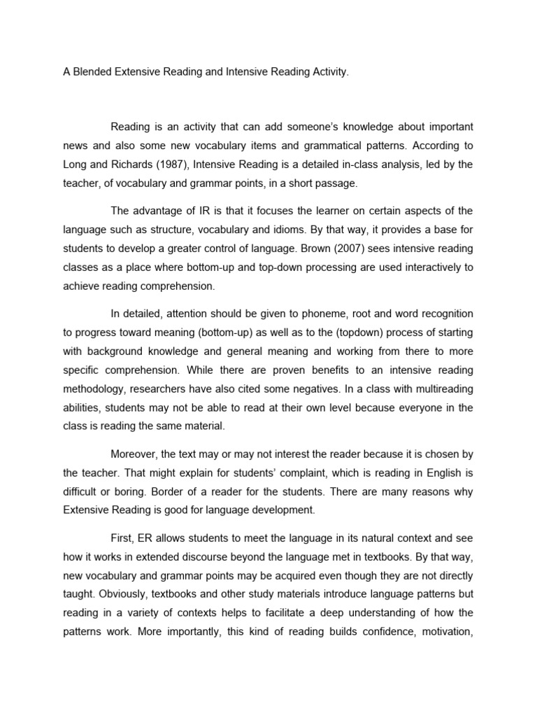 A Blended Extensive Reading and Intensive Reading Activity | Download ...