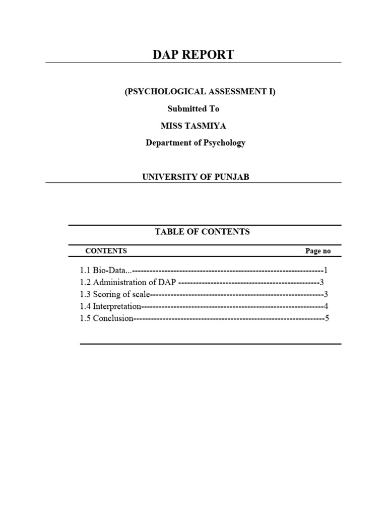 Dap Report | Download Free PDF | Psychological Evaluation | Behavioural ...