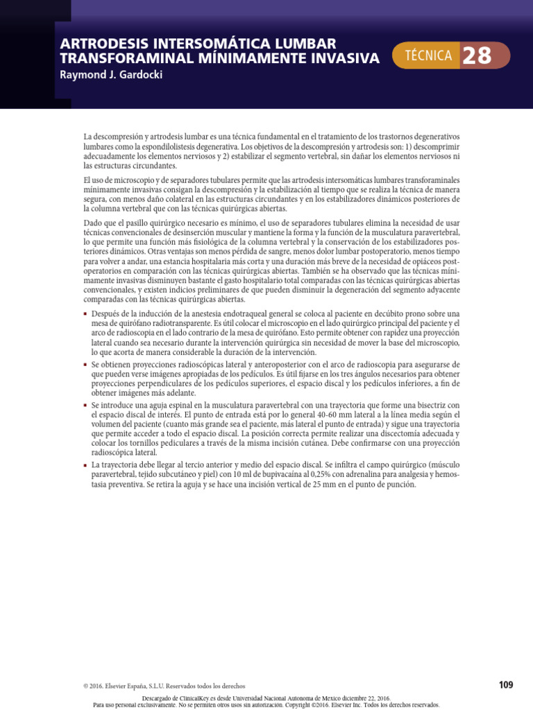 28 - Artrodesis Intersomática Lumbar Transforaminal Mínimamente ...