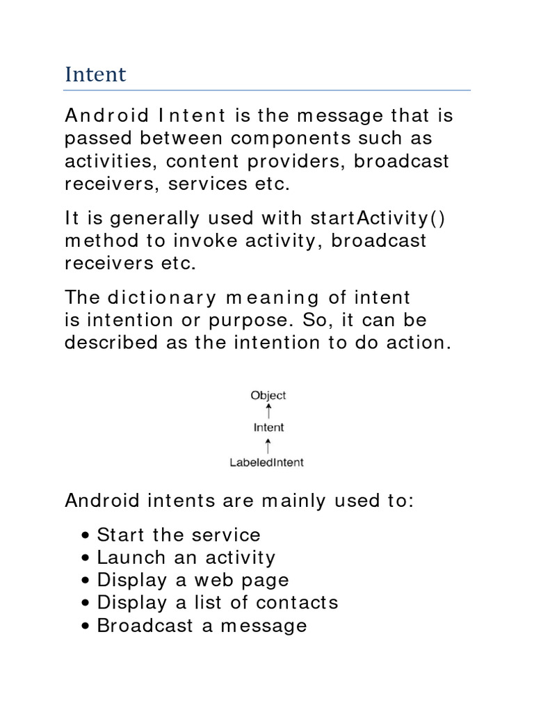 Android Intent | PDF | Android (Operating System) | Computer Programming Android Intent | PDF | Android (Operating System) | Computer Programming