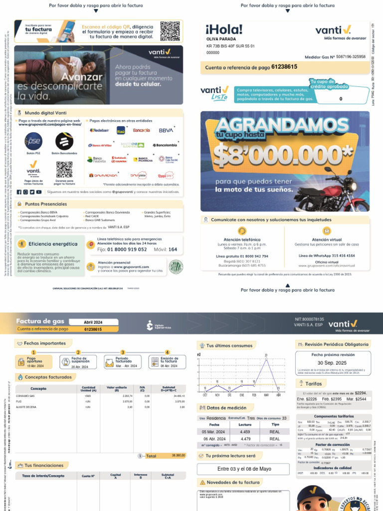 VANTI Periodo-2024 - 04 | PDF | Pagos | Servicios (economía)