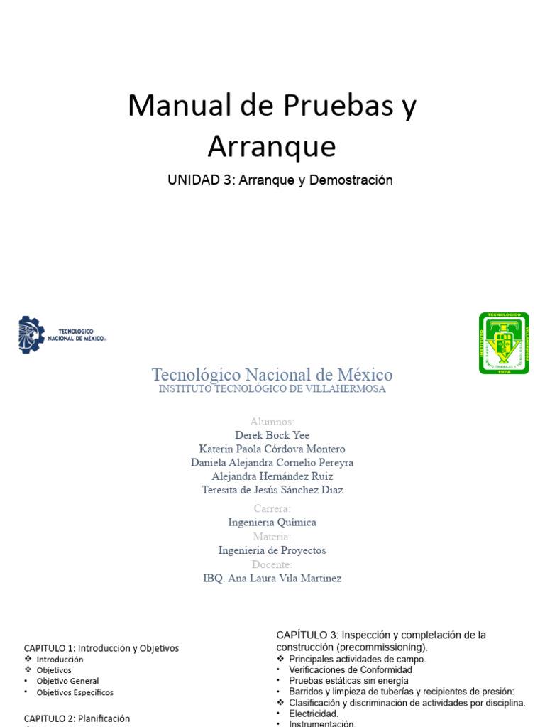 Manual de Pruebas y Arranque Equipo 2 | Descargar gratis PDF | Ingeniería