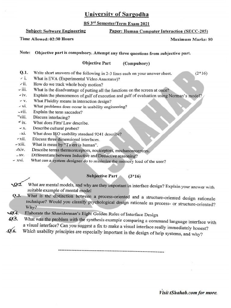 HCI Past Paper 2024 | PDF