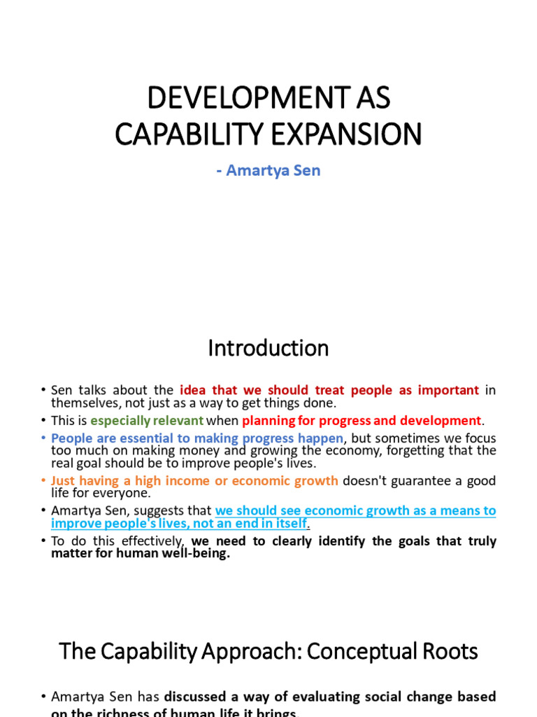 Unit 10 DEVELOPMENT AS CAPABILITY EXPANSION | Download Free PDF ...