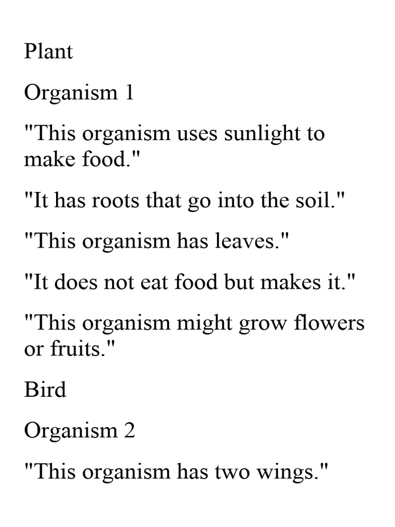 Guess The Organism Activity | PDF