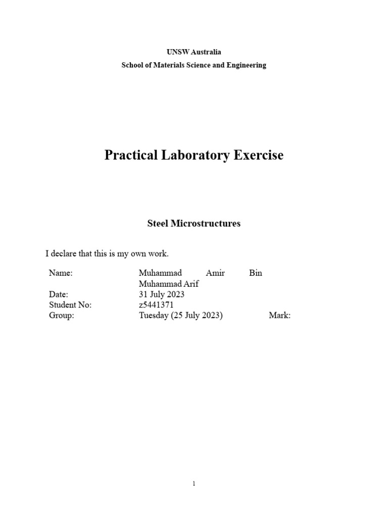 Steel Microstructures Lab | PDF | Microstructure | Phase (Matter)