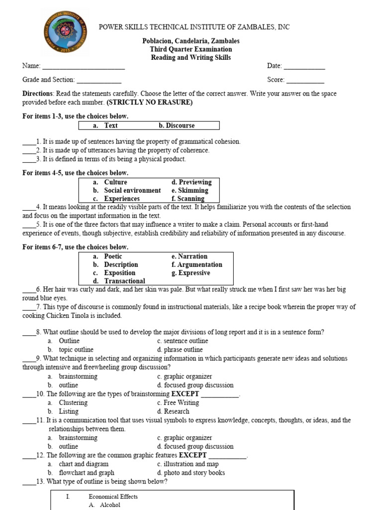RWS-Q3-EXAM | PDF | Causality | Brainstorming