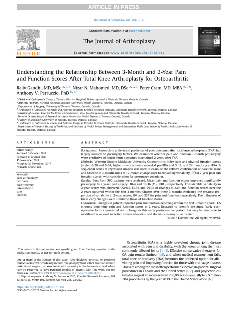 Understanding the Relationship Between 3-Month and 2-Year Pain and ...