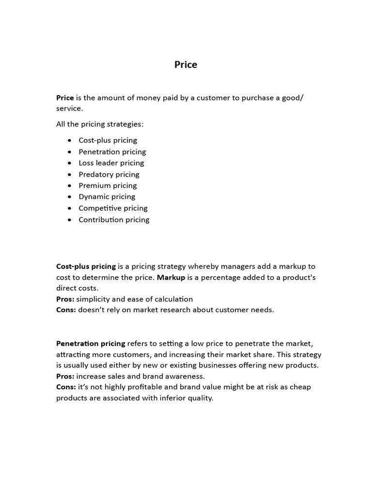 IBDP BUISNESS MANAGEMENT PRICE NOTES | PDF | Pricing | Demand