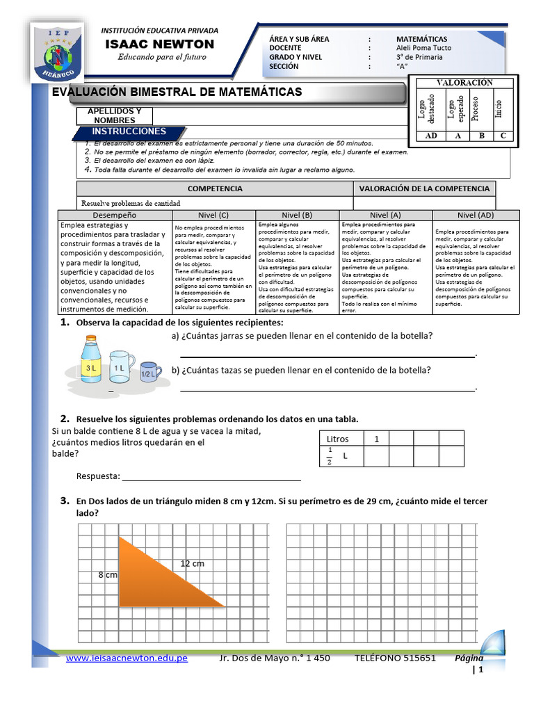 3RO Grado - 1 - MATEMÁTICAS - 4 - BIMESTRE | PDF