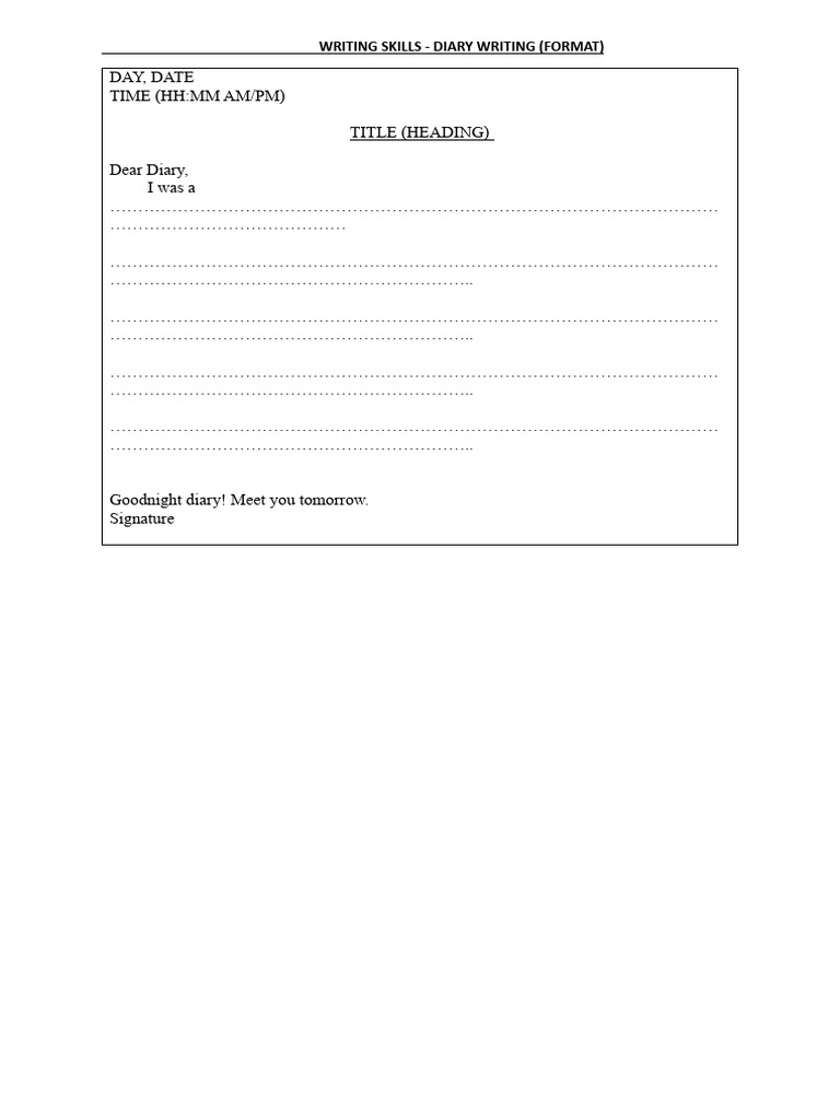 Diary Entry Pdf