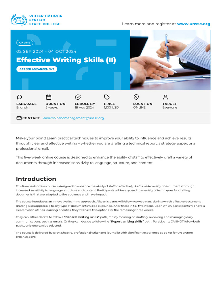 Writing Skills for UN Staff | PDF | Web Conferencing | Educational ...