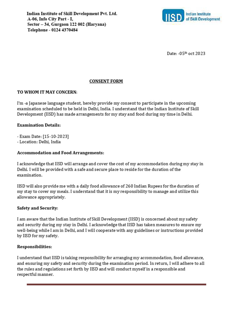 Consent Form Iisd Titp Compressed | PDF | Delhi