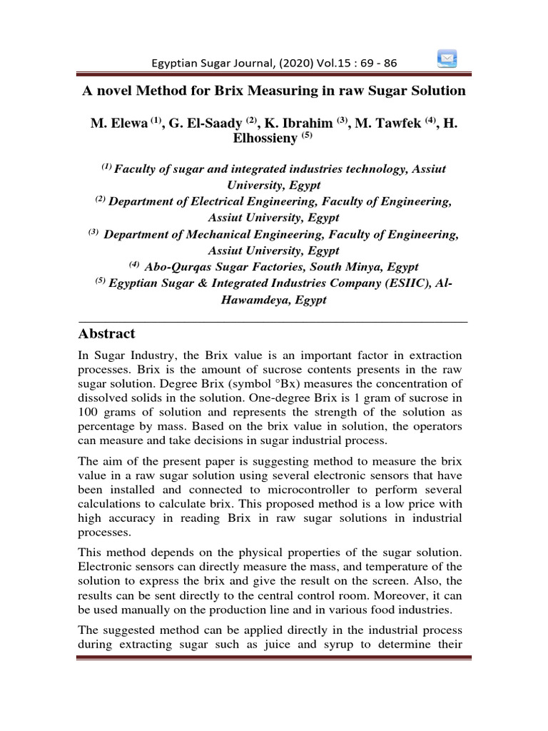 A Novel Method For Brix Measuring in Raw | PDF | Metrology