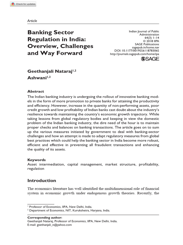 Banking Sector Regulation in India | PDF | Banks | Reserve Bank Of India