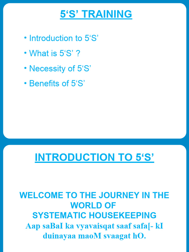 5 S' Training: - Introduction To 5 S' - What Is 5 S' ? - Necessity of 5 ...