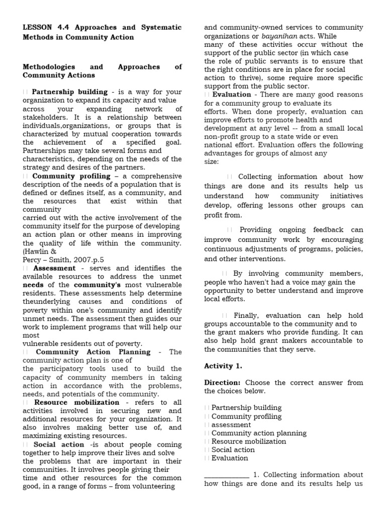 Lesson-4 4 | PDF | Evaluation | Community