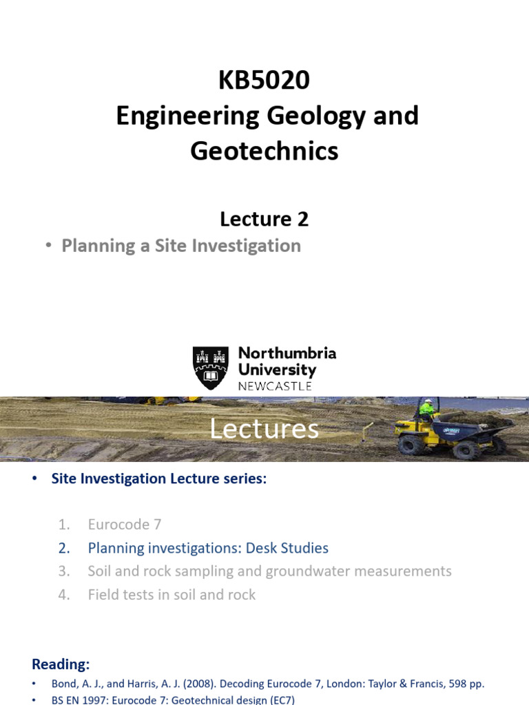 Lecture 2 - Planning A Site Investigation - Handout | PDF ...