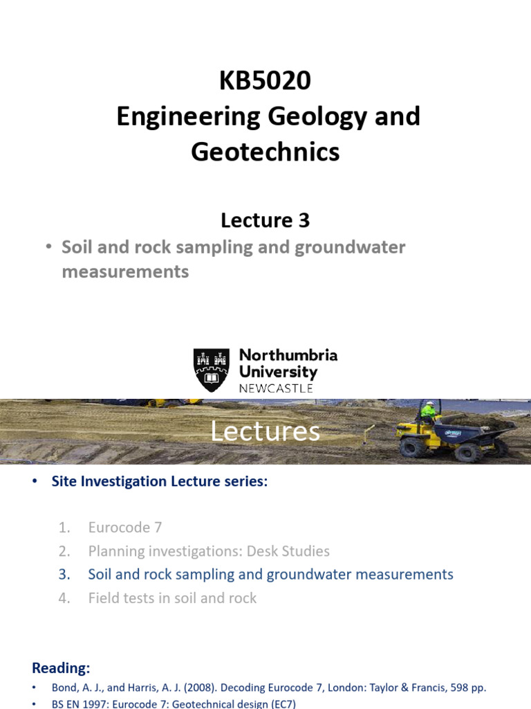 Lecture 3 - Soil and Rock Sampling - handout | PDF | Geotechnical ...