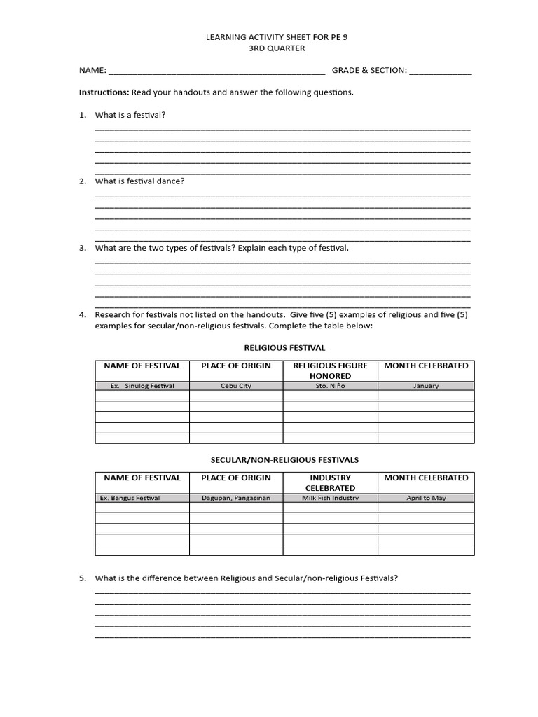 Learning Activity Sheet For Pe 9 | PDF | First Aid