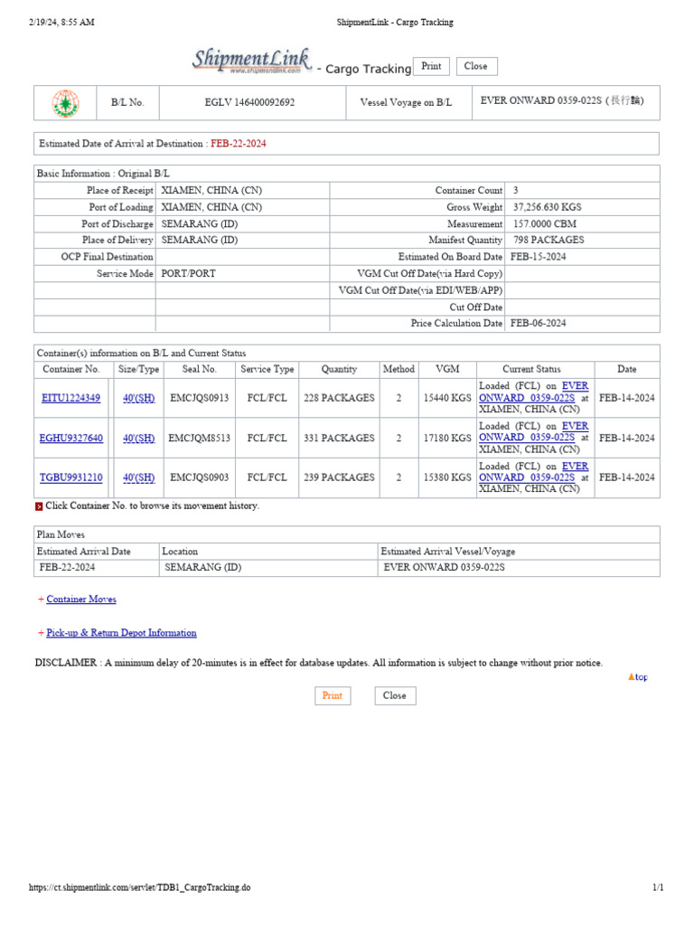 EGLV146400092692A Cargo Tracking | PDF | Cargo | Freight Transport