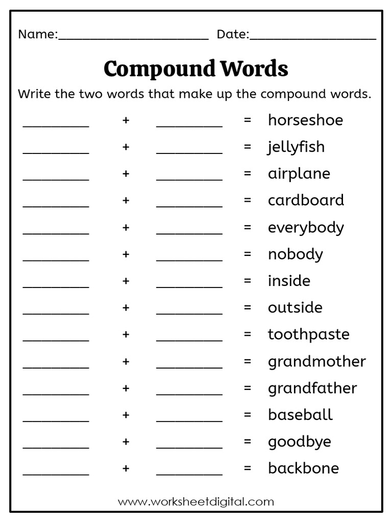 Compound Words Worksheet | PDF | Teaching Methods & Materials