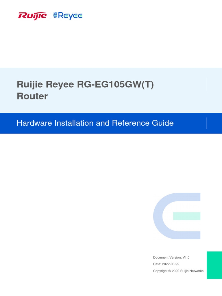 Ruijie Reyee RG-EG105GW (T) Router Hardware Installation and Reference Guide (V1.0) | PDF ...