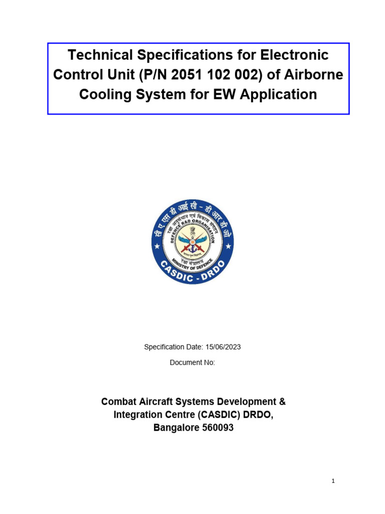 03_Technical Specifications for Electronic Control Unit of Airborne Cooling System EW ...